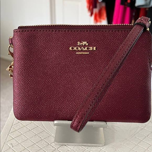 Coach | Bags | Coach Dark Red Leather Wristlet | Poshmark